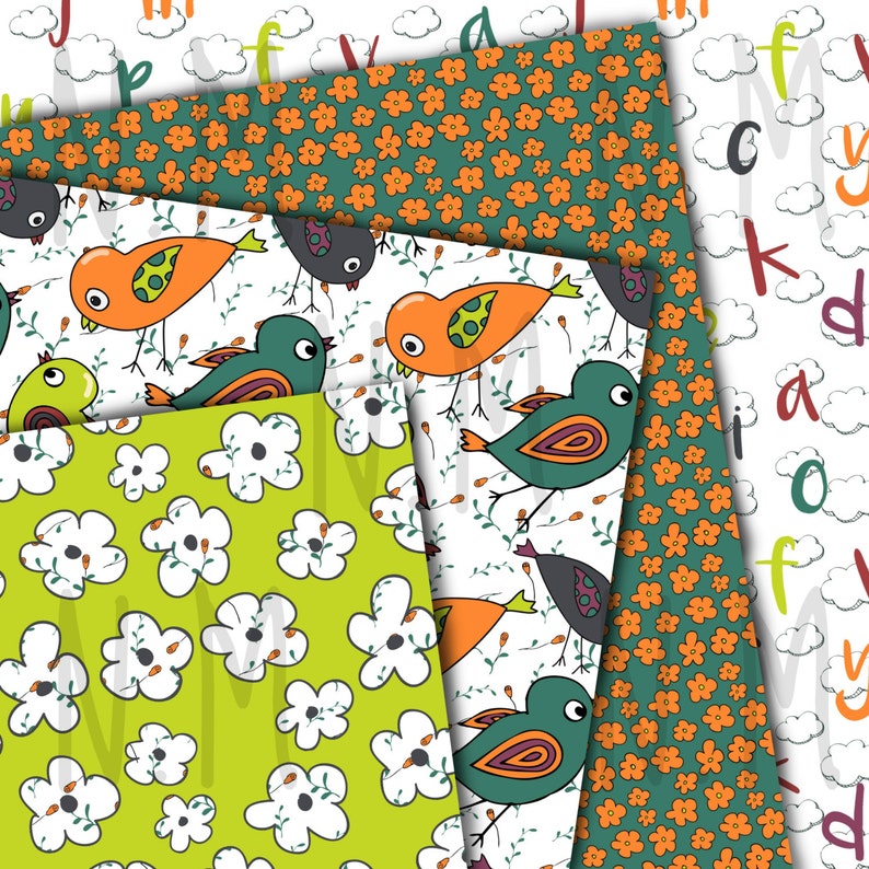 Bird House Digital Paper Pack Birds Digital Pattern Cute Birds - Etsy