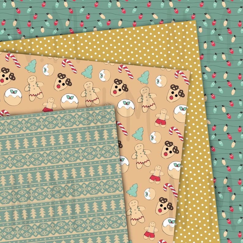 Christmas Digital Paper Pack Christmas Digital Pattern Cute | Etsy