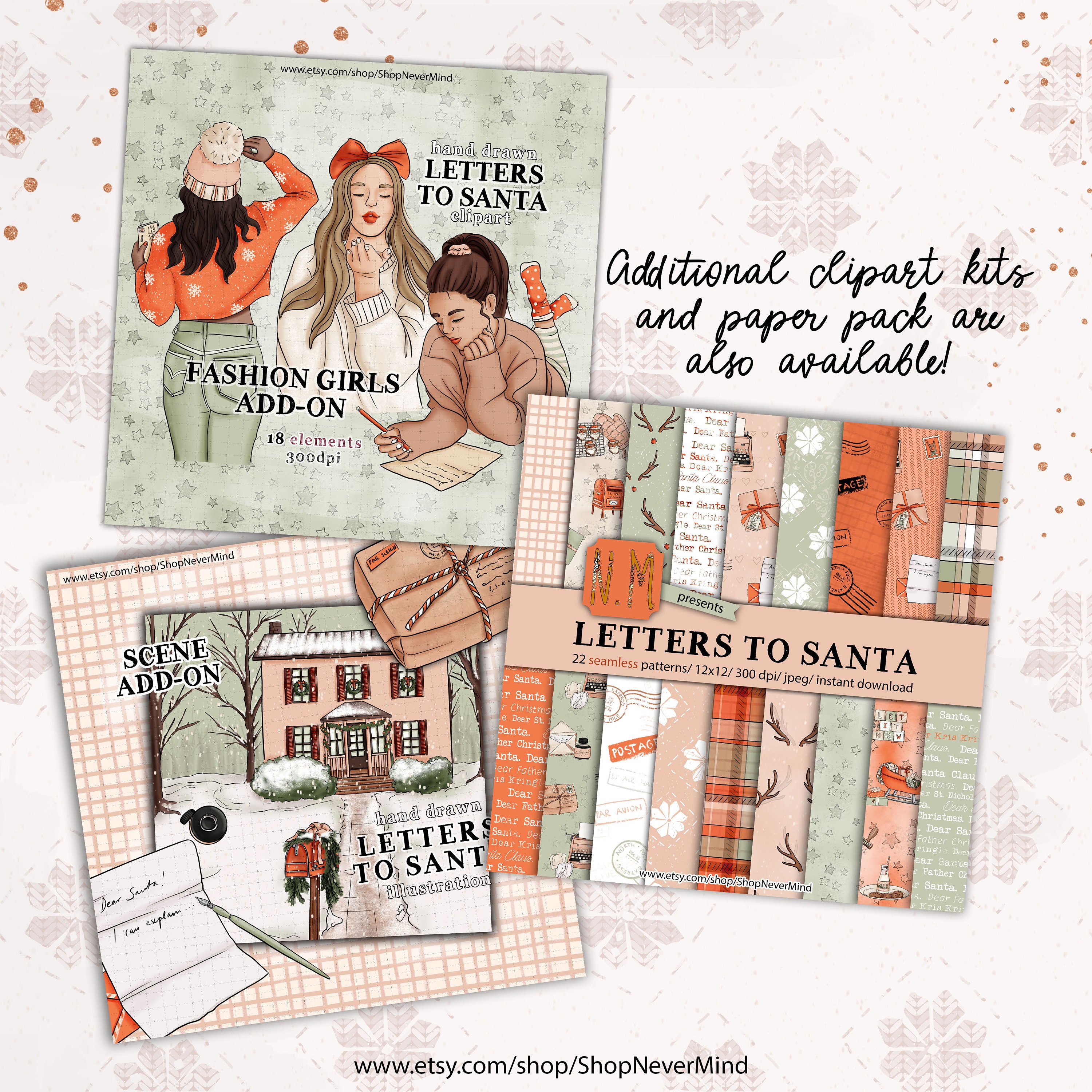 Christmas Clipart Kit Commercial Use Letters to Santa Clipart - Etsy