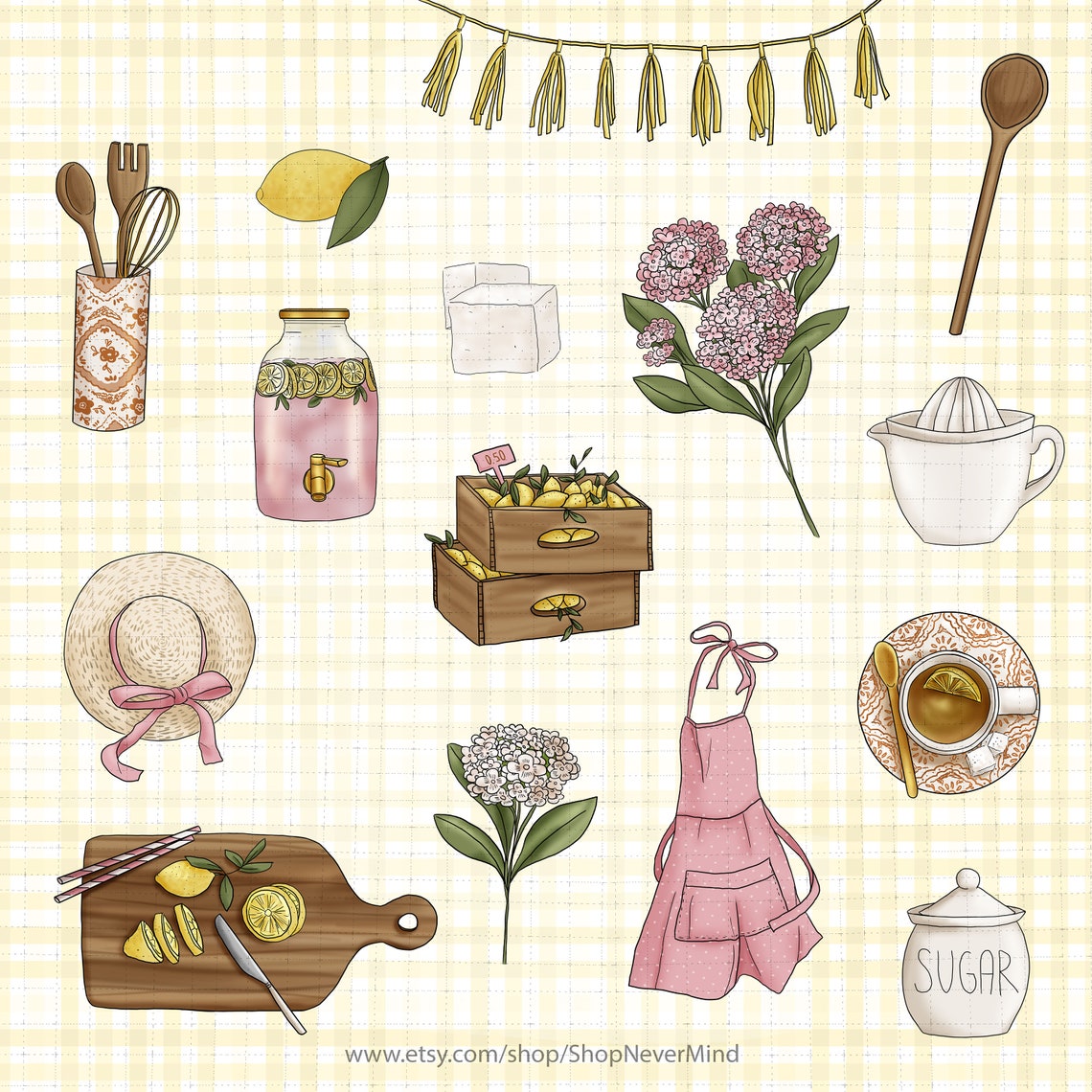 Pink Lemonade Clipart Kit Lemonade Stand Digital Clip Art | Etsy