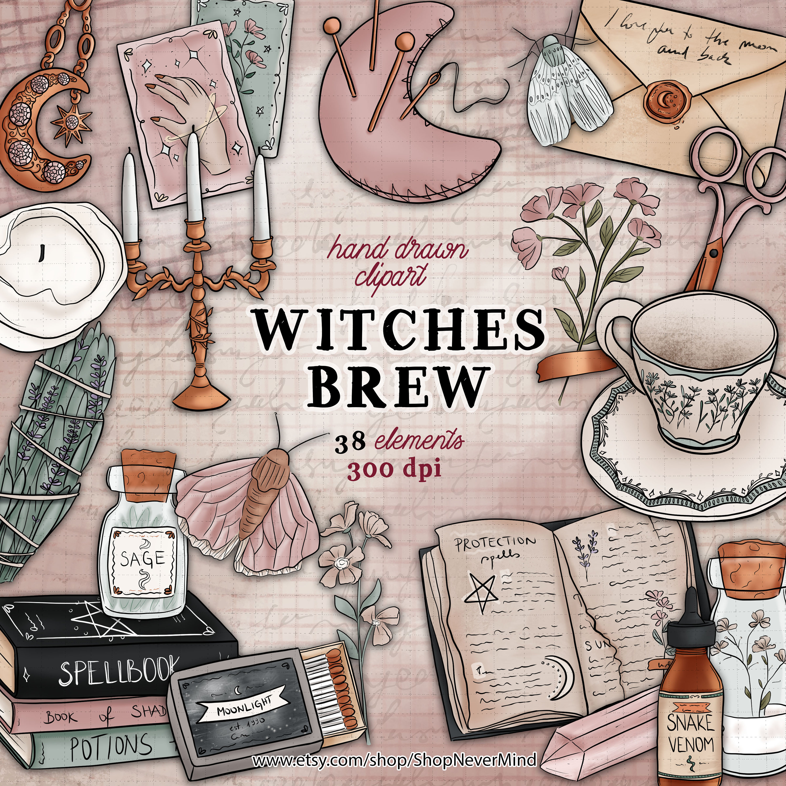 Halloween Clipart Kit Witches Brew Digital Clipart Kit | Etsy