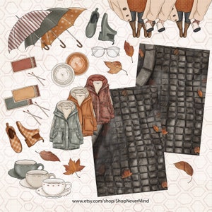 Rainy Days Clipart Rainfall Clipart Kit Autumn Rain Graphics Commercial ...