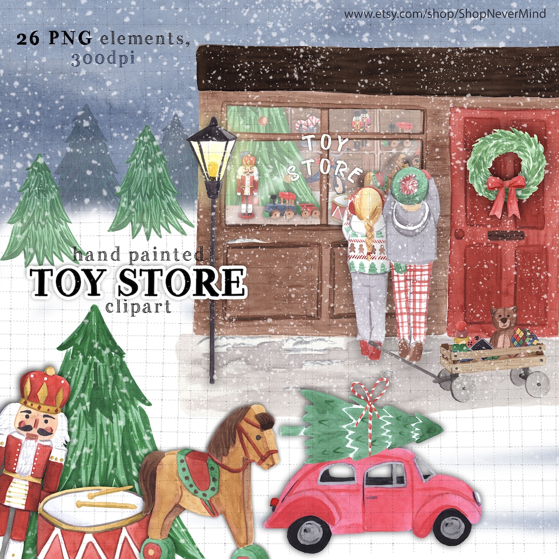 Christmas Toy Store Clip Art Kit Commercial Use Winter Scene - Etsy