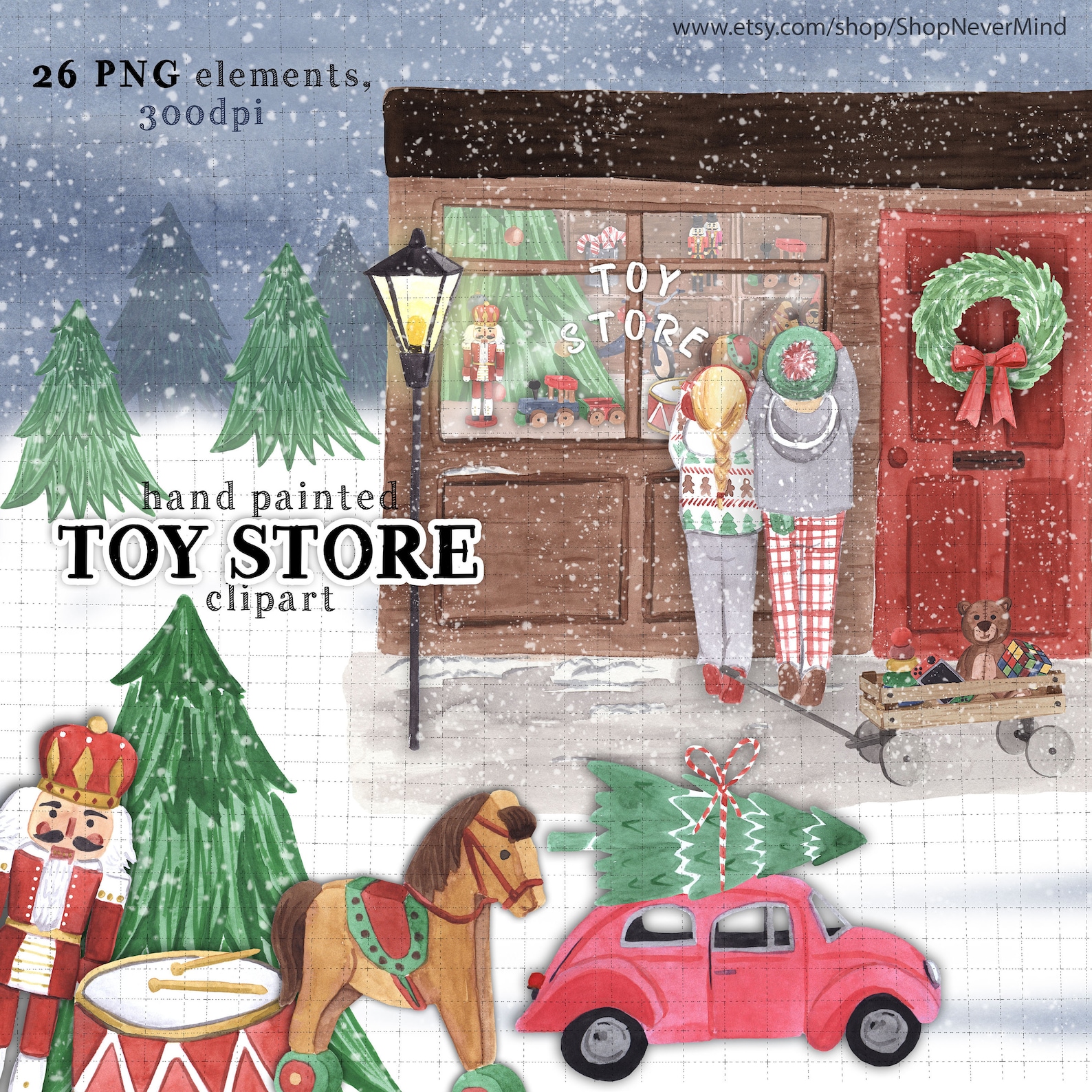 Christmas Toy Store Clip Art Kit Commercial Use Winter Scene - Etsy