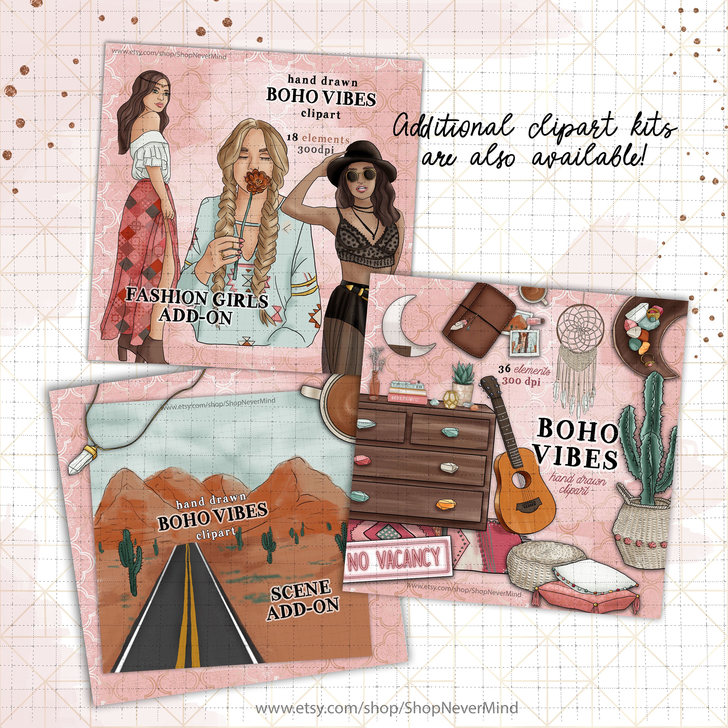 Boho Digital Paper Pack Bohemian Summer Digital Pattern - Etsy