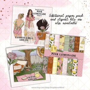 Pink Lemonade Clipart Kit Lemonade Stand Digital Clip Art Commercial ...