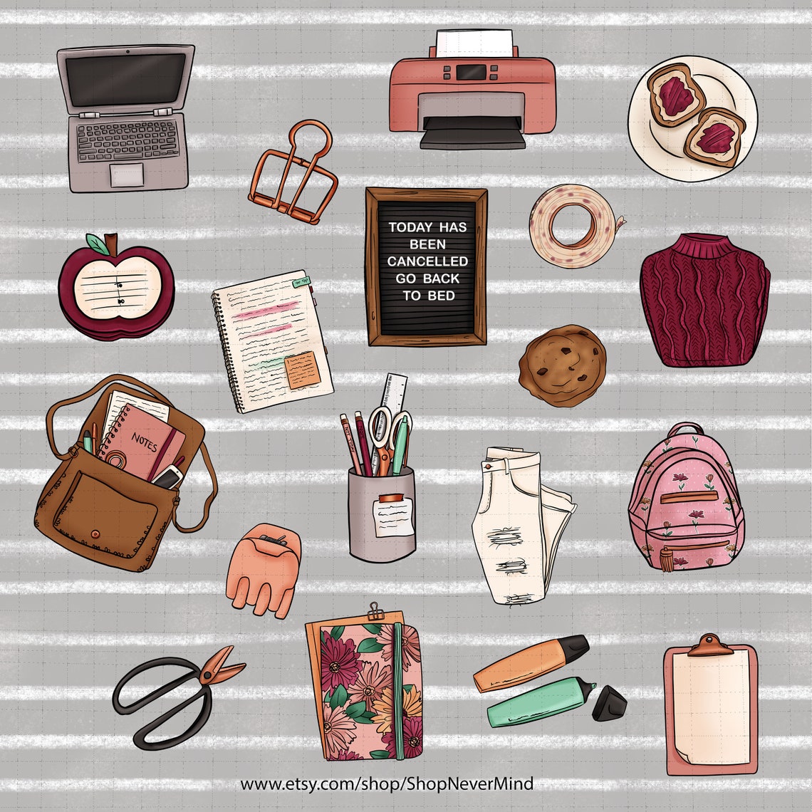 Back to School Clipart Kit Fall Clipart Commercial Use Fall - Etsy