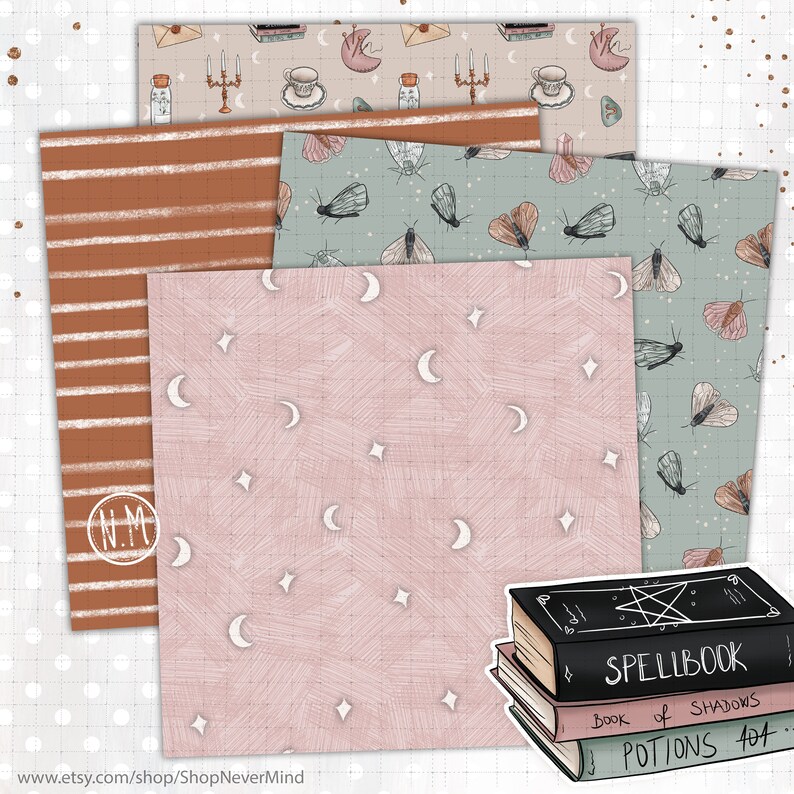 Halloween digital paper pack halloween digital pattern witch | Etsy