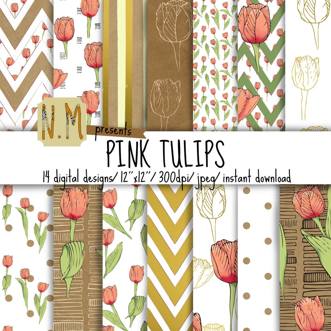 Floral Digital Paper Pack Floral Digital Pattern Pink Floral Printable ...