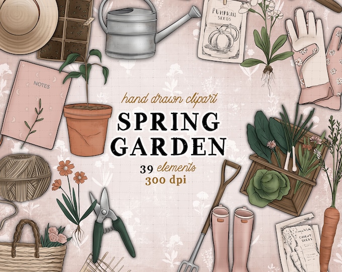 Spring Clipart Kit Spring Garden Clipart Gardening Green House - Etsy