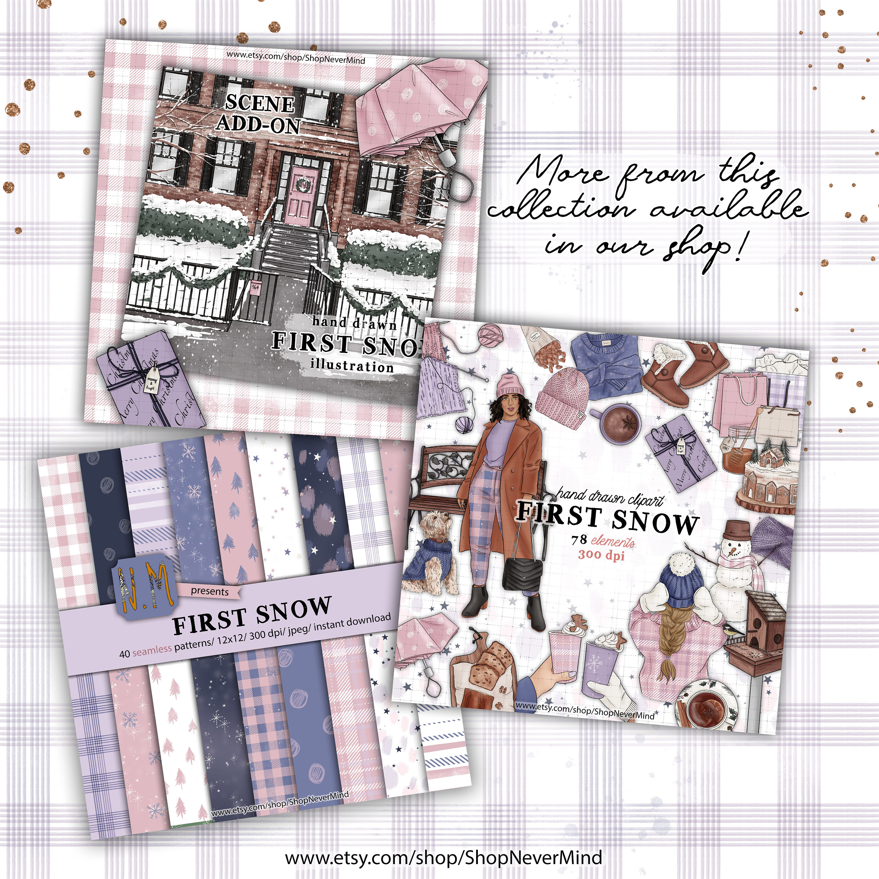 Winter Clipart Kit Winter Snow Clipart Winter Wonderland | Etsy