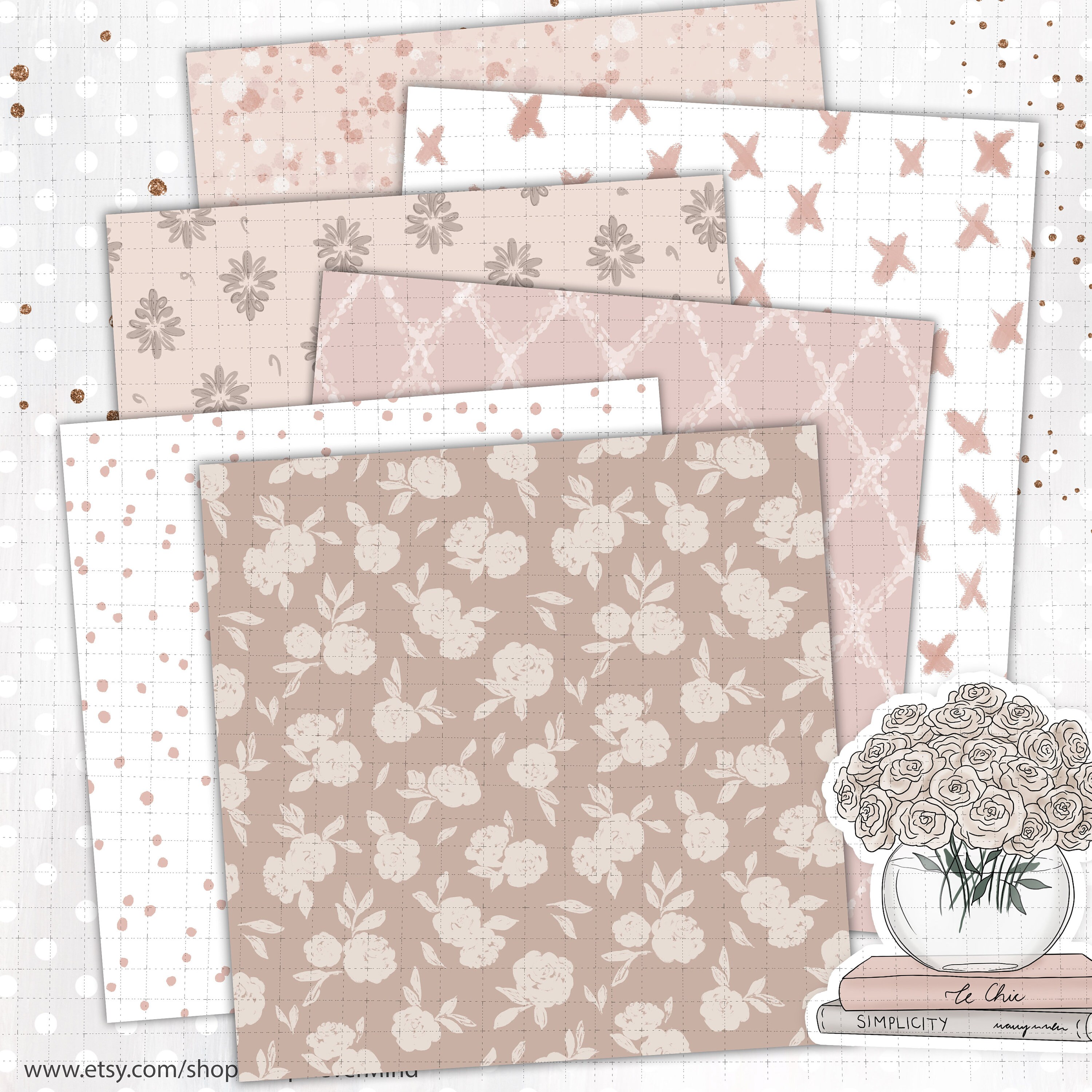 Glam Digital Paper Pack Floral Digital Pattern Commercial Use | Etsy