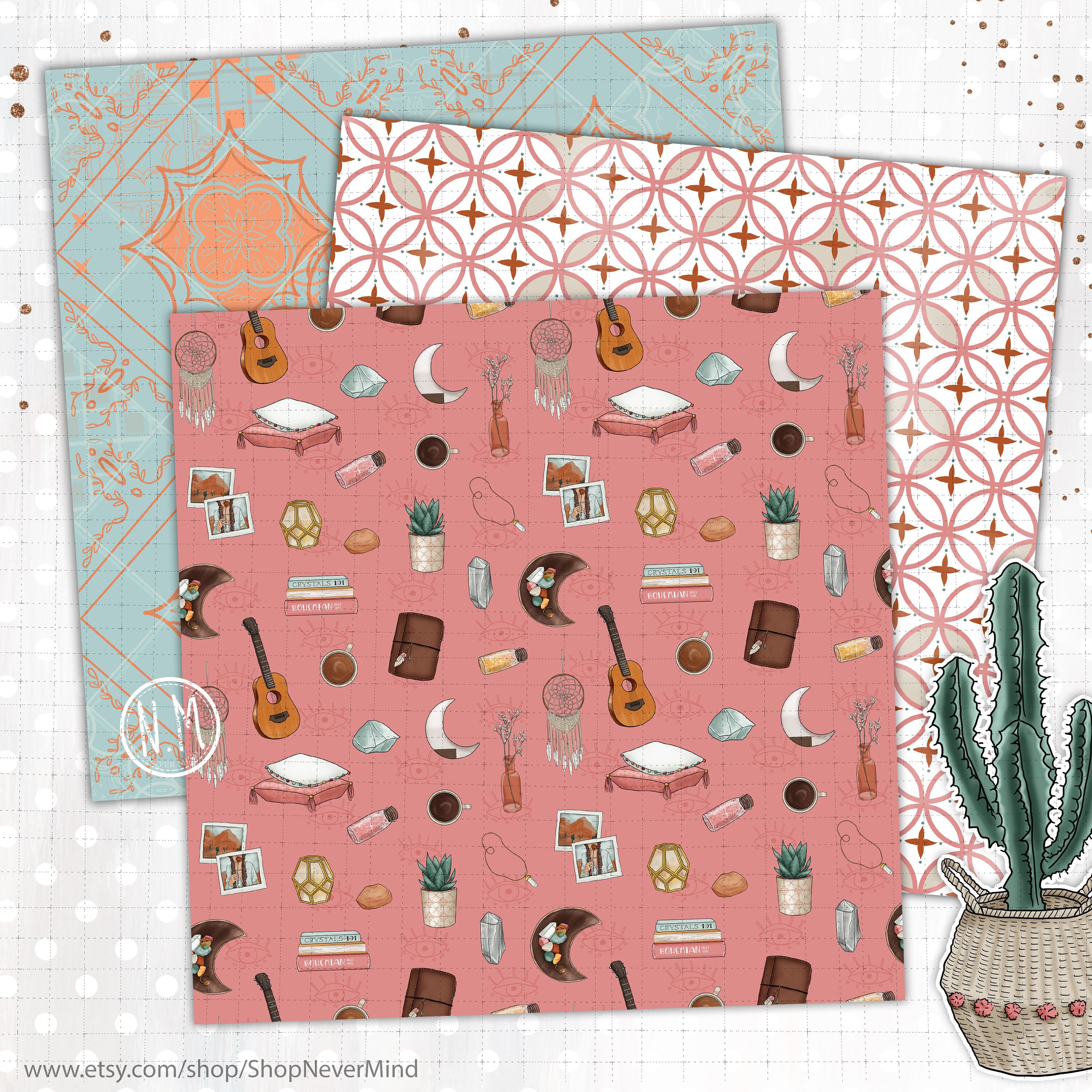 Boho Digital Paper Pack Bohemian Summer Digital Pattern - Etsy