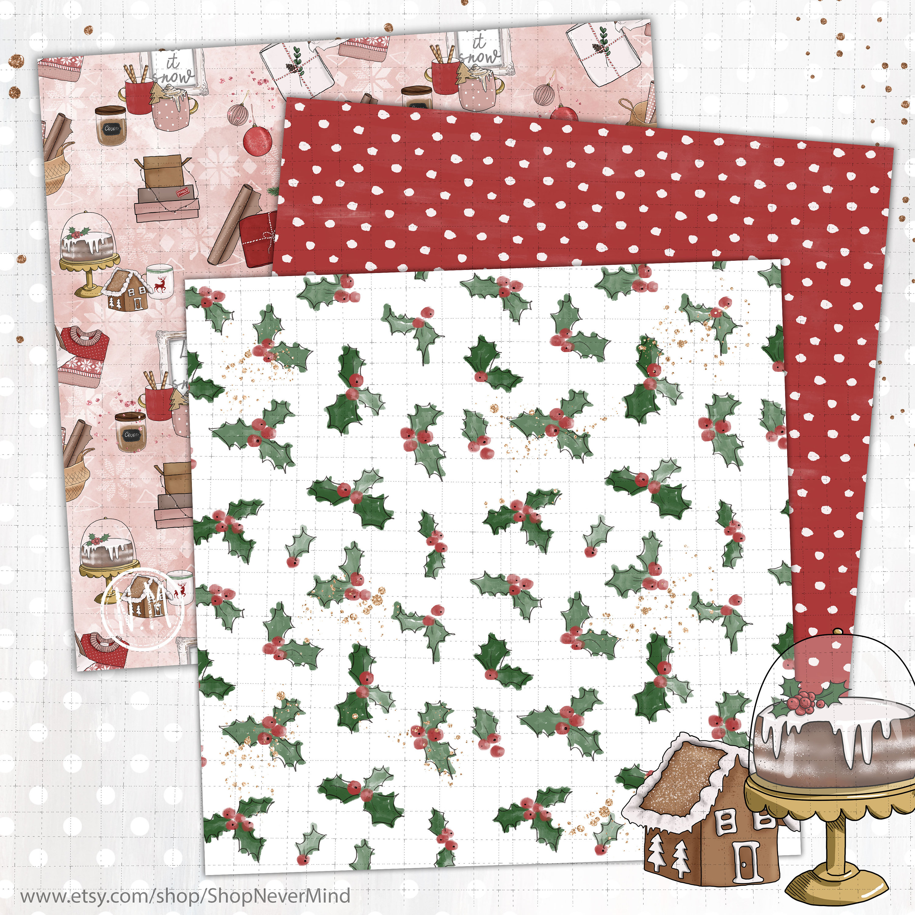 Christmas Digital Paper Pack Decorating for Christmas Classic - Etsy