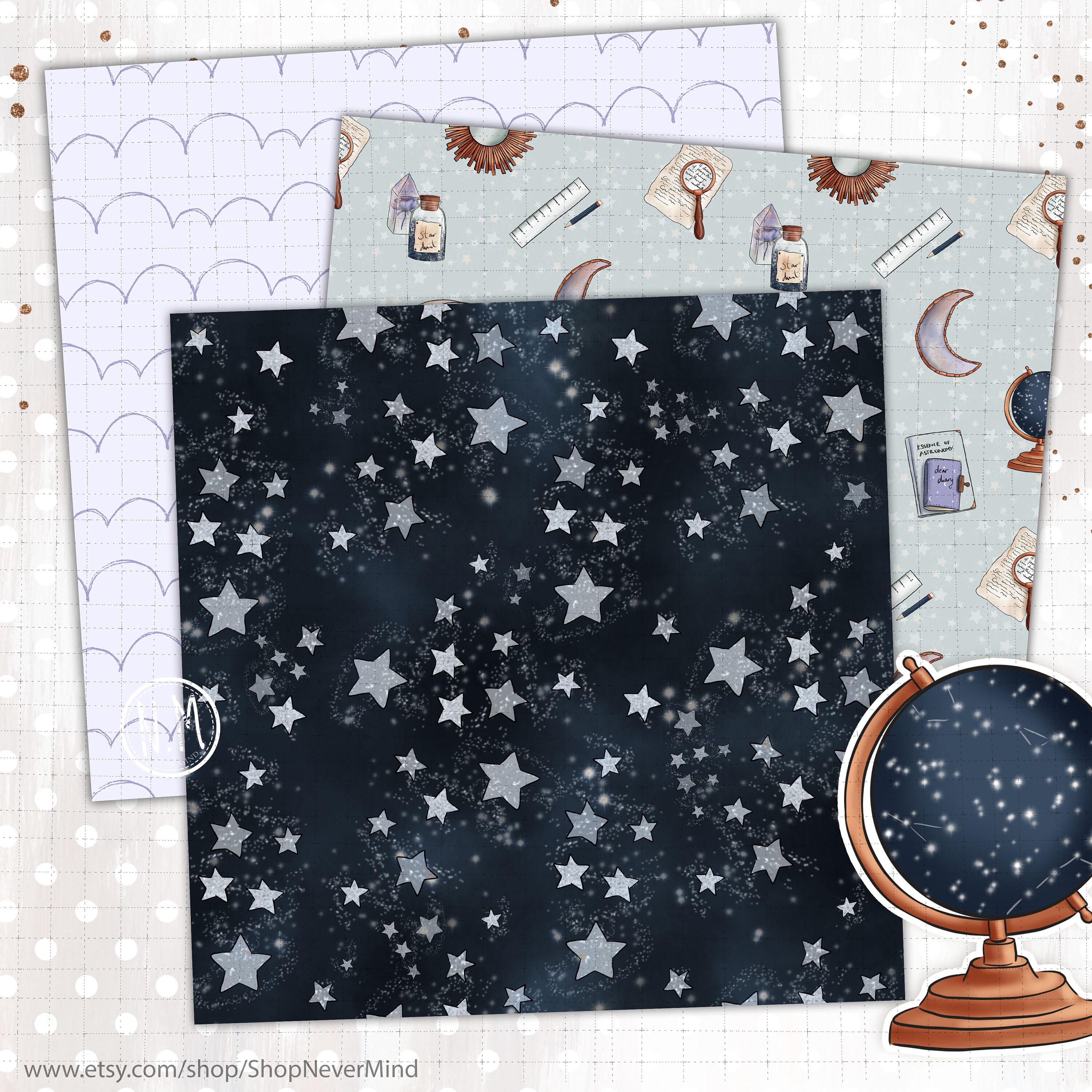 Stars Digital Paper Pack Galaxy Digital Pattern Night Sky - Etsy