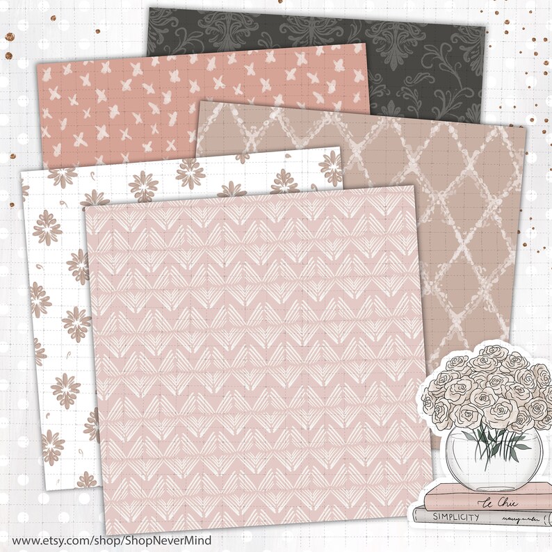 Glam Digital Paper Pack Floral Digital Pattern Commercial Use - Etsy