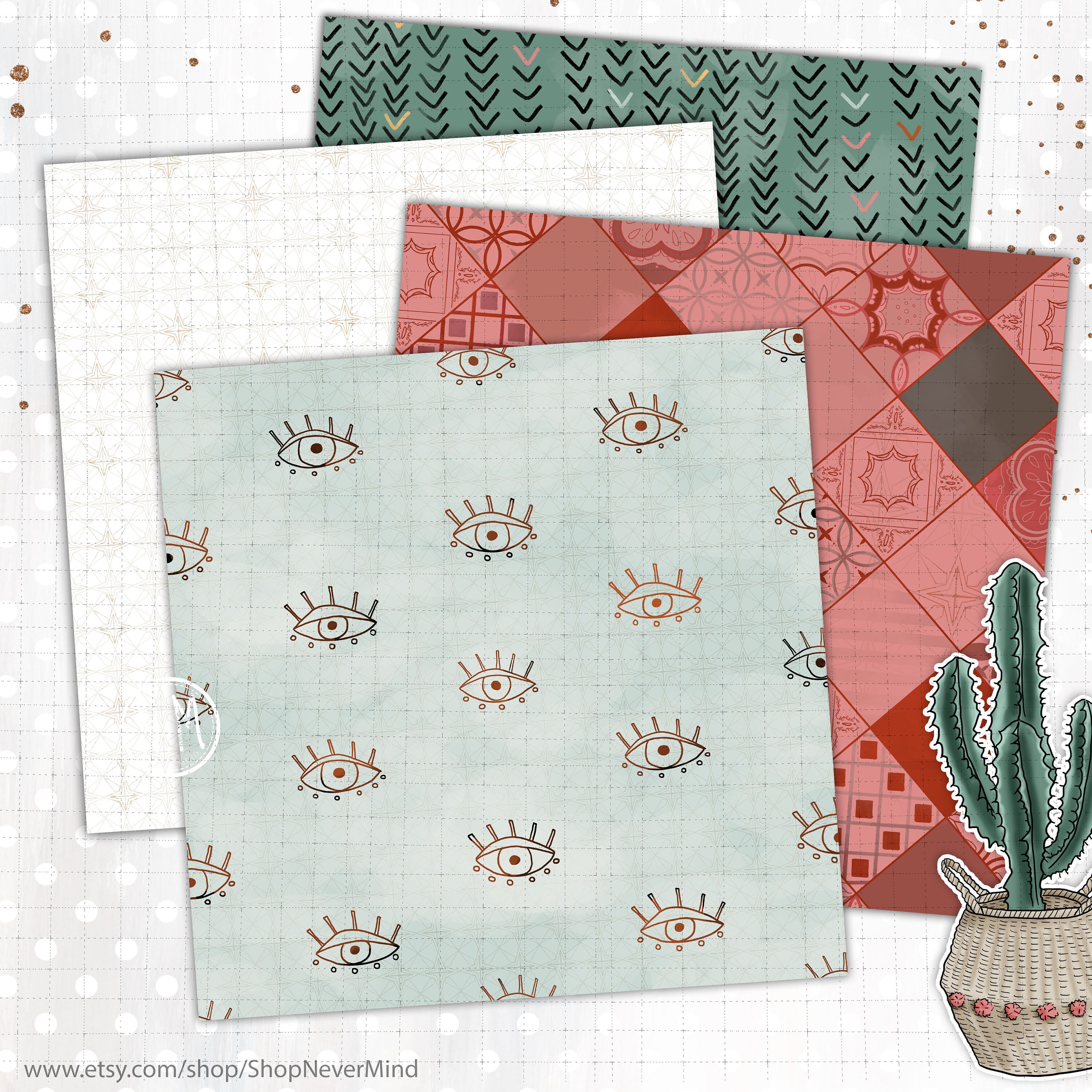 Boho Digital Paper Pack Bohemian Summer Digital Pattern - Etsy