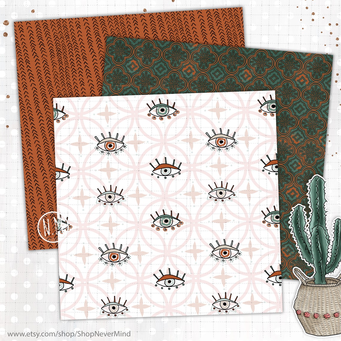 Boho Digital Paper Pack Bohemian Summer Digital Pattern - Etsy