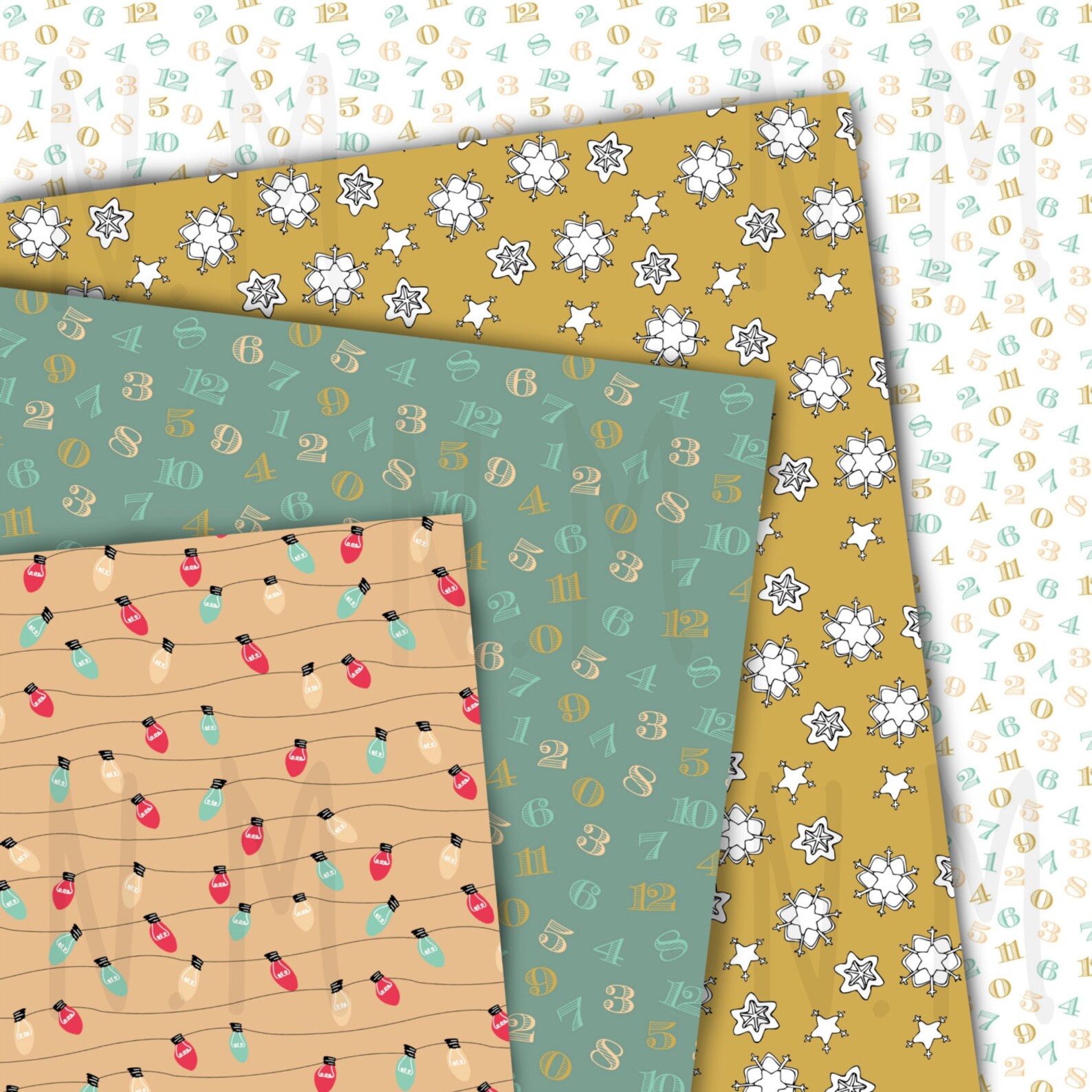 Christmas Digital Paper Pack Christmas Digital Pattern Cute | Etsy