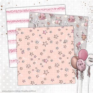 Birthday Digital Paper Pack Pink Birthday Party Digital Pattern ...