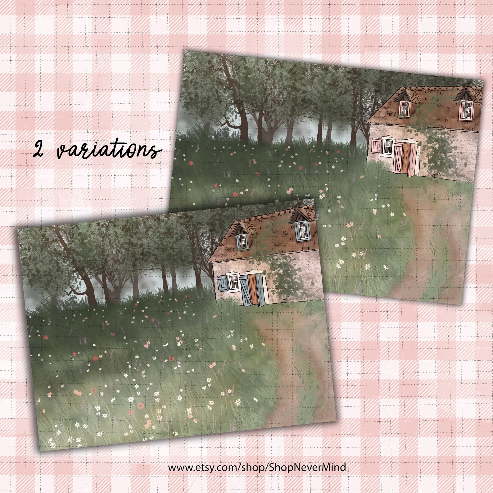 Cottage Scene Illustration Cottagecore Scene Commercial Use - Etsy