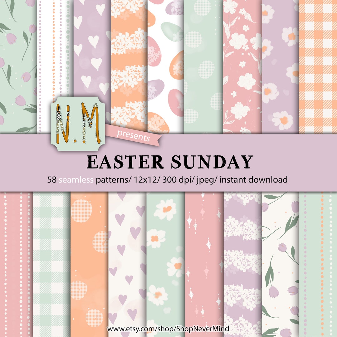 Easter Paper Pack Pastel Easter Sunday Digital Pattern Commercial Use ...