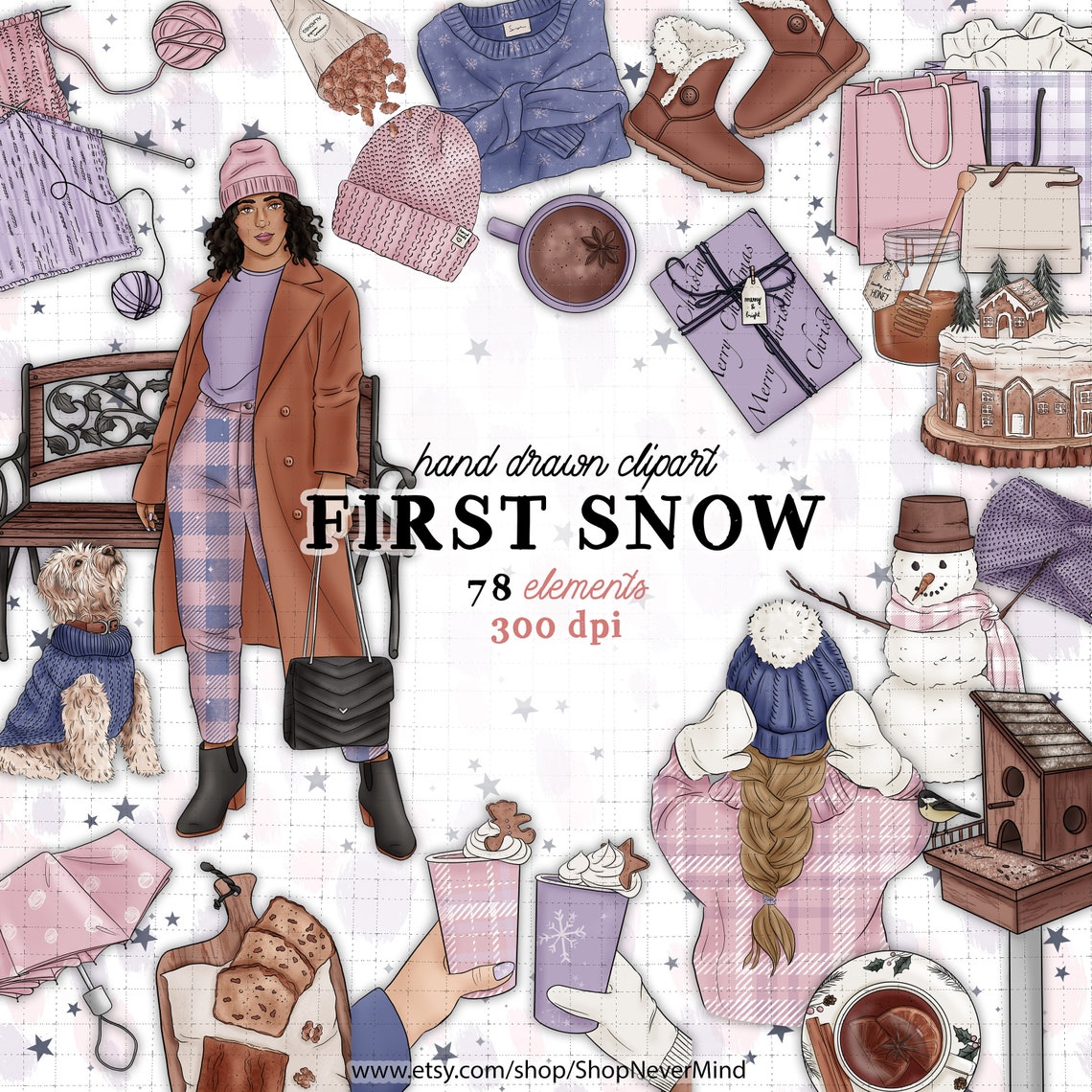 Winter Clipart Kit Winter Snow Clipart Winter Wonderland | Etsy