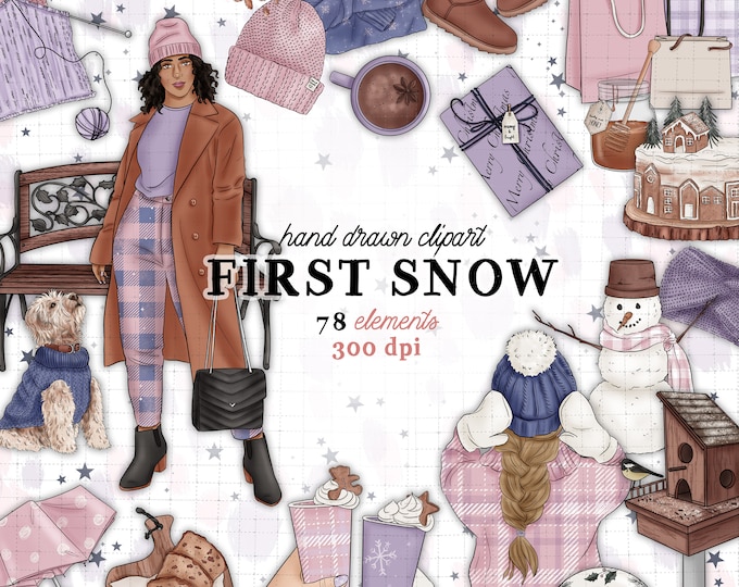 Winter Clipart Kit Winter Snow Clipart Winter Wonderland - Etsy