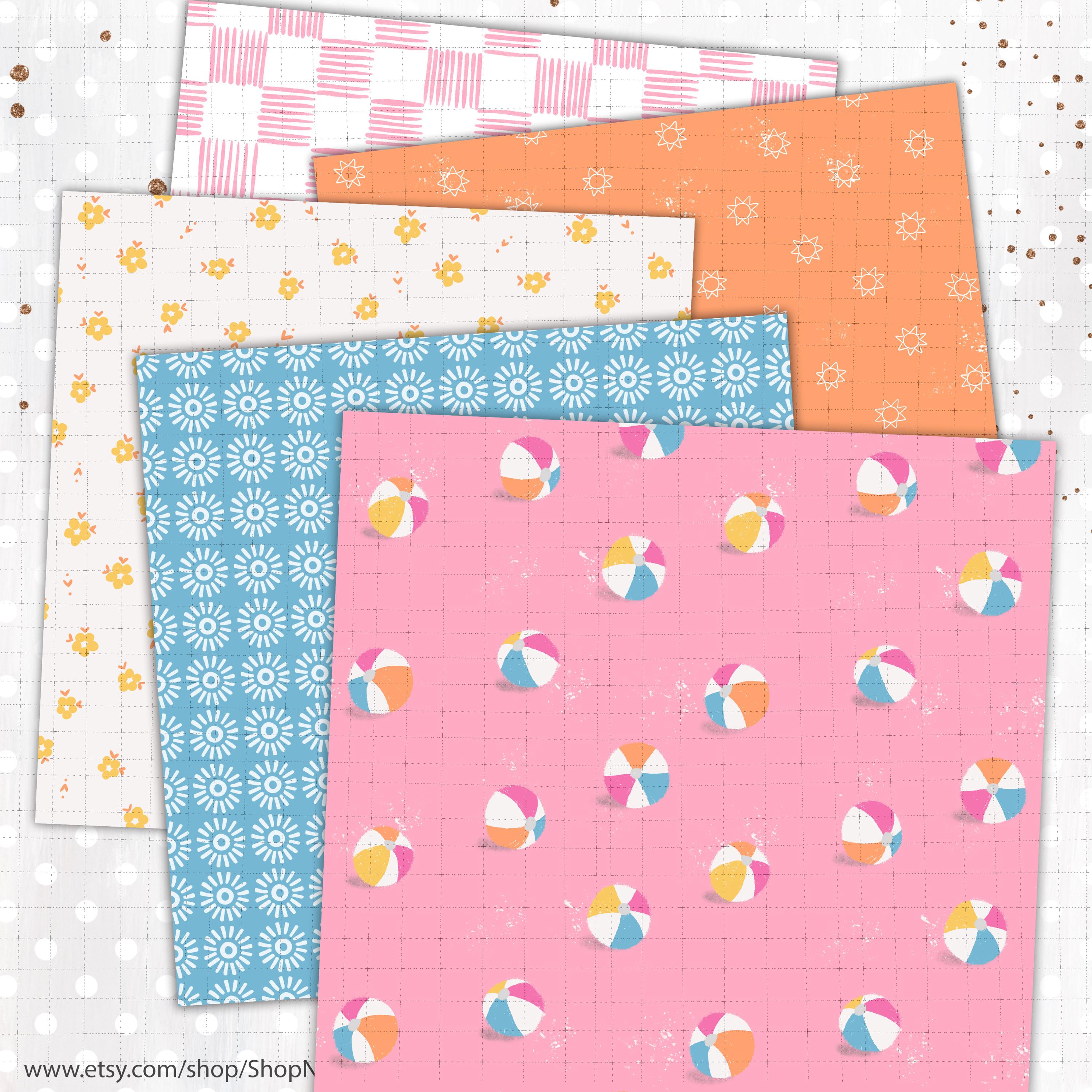 Summer Paper Pack Summer Vacation Digital Pattern Commercial Use ...
