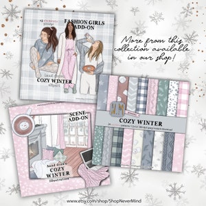 Winter Clipart Kit Commercial Use Cozy Winter Clipart Hot Chocolate ...