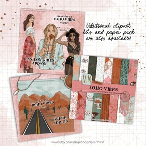 Boho Digital Clipart Kit Bohemian Summer Digital Clip Art Boho ...