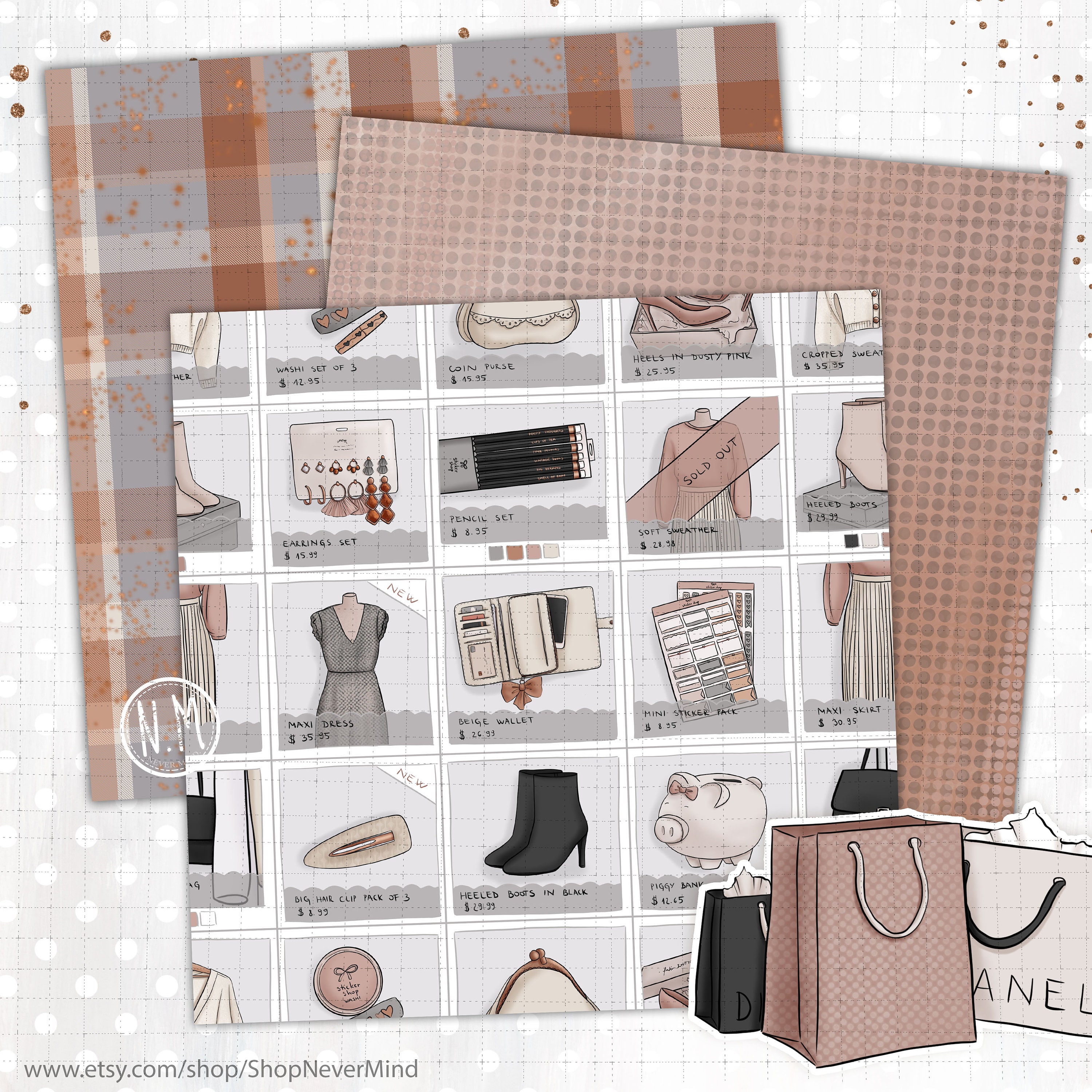 Shopping Digital Paper Pack Black Friday Shopping Spree - Etsy