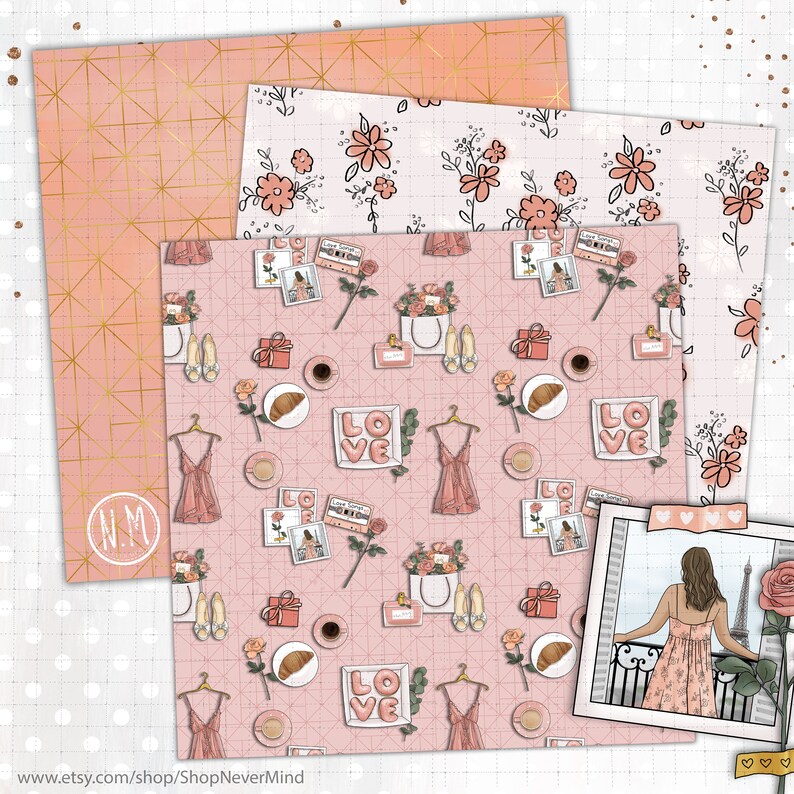 Valentines Day Digital Paper Commercial Use Valentines | Etsy