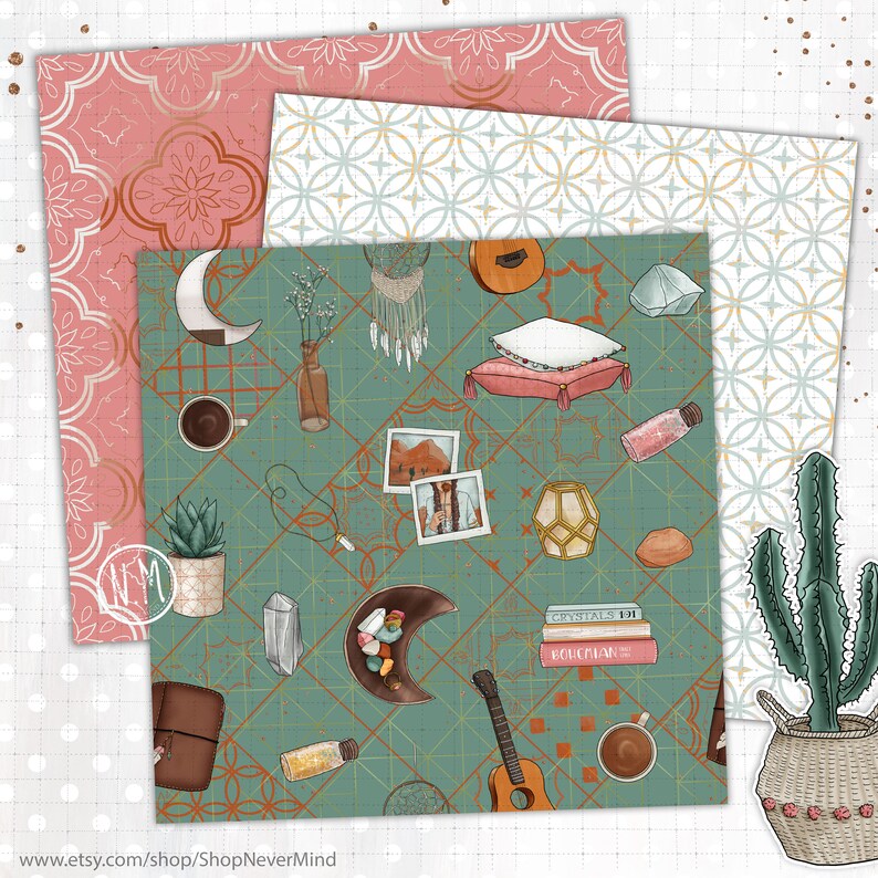 Boho Digital Paper Pack Bohemian Summer Digital Pattern - Etsy
