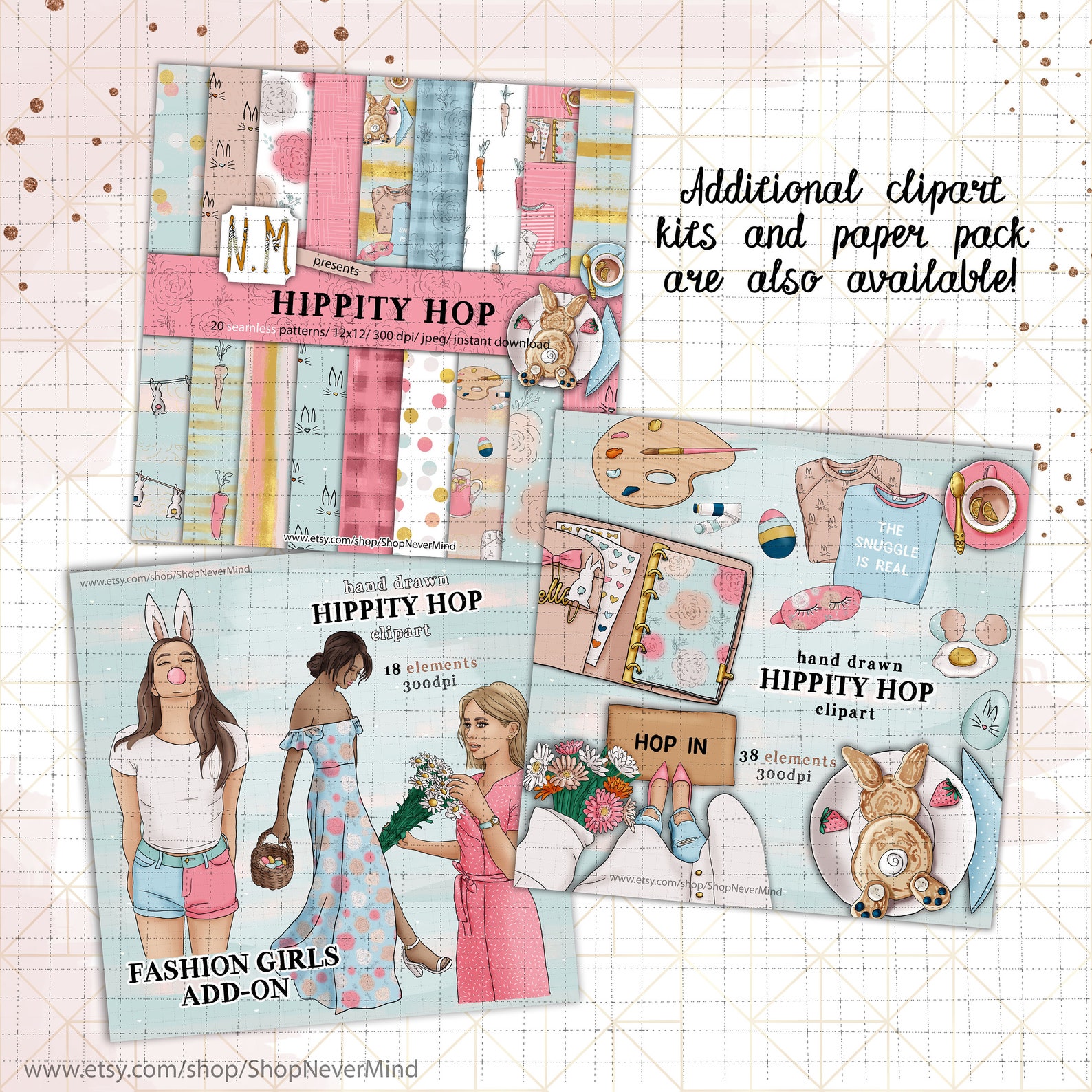 Easter Clipart Set Commercial Use Spring Garden Clipart Set Flower ...