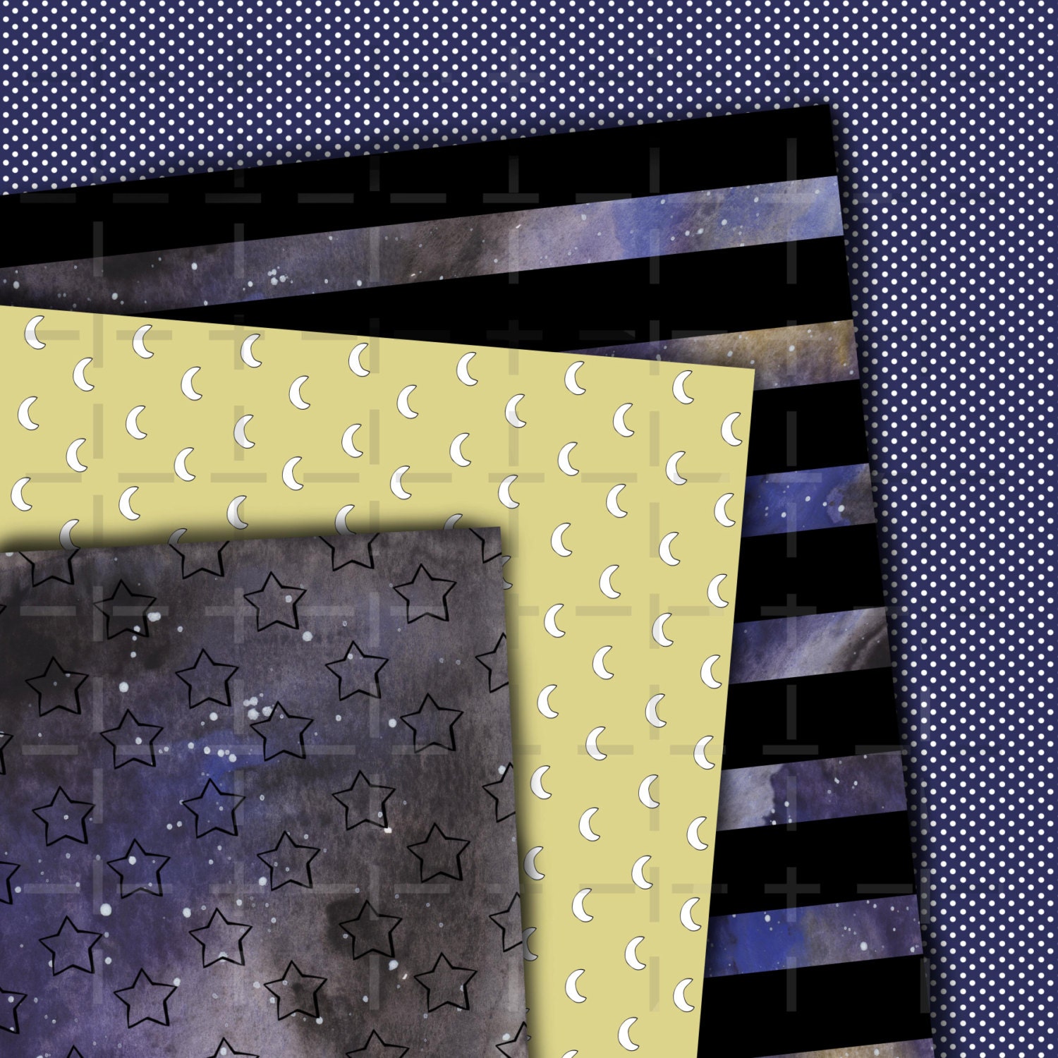 Starry Night Digital Paper Pack Stargazing Digital Pattern - Etsy