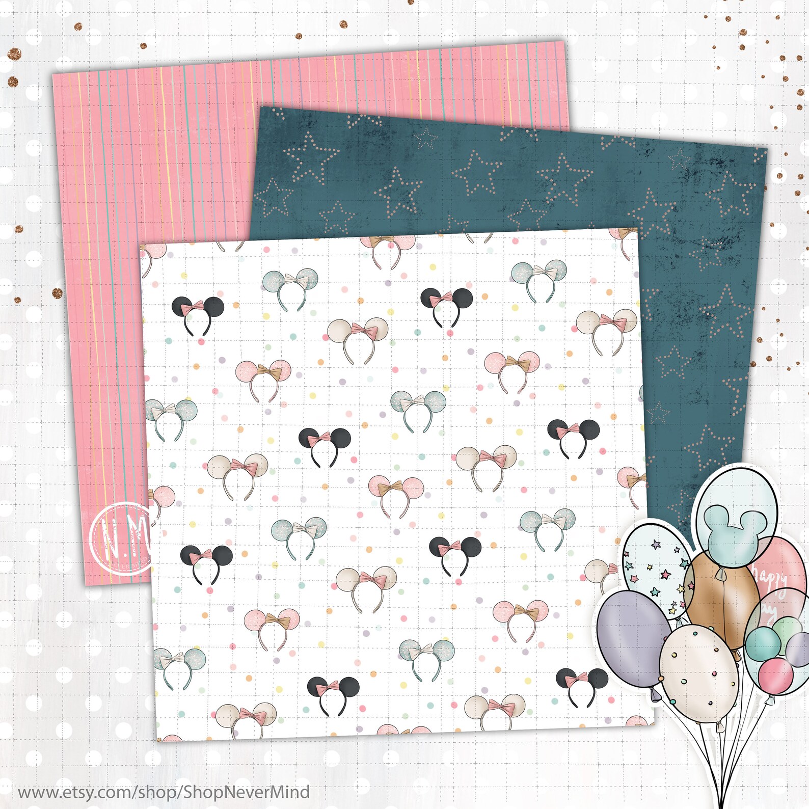 Carnival Digital Paper Pack Pink Carnival Digital Pattern | Etsy