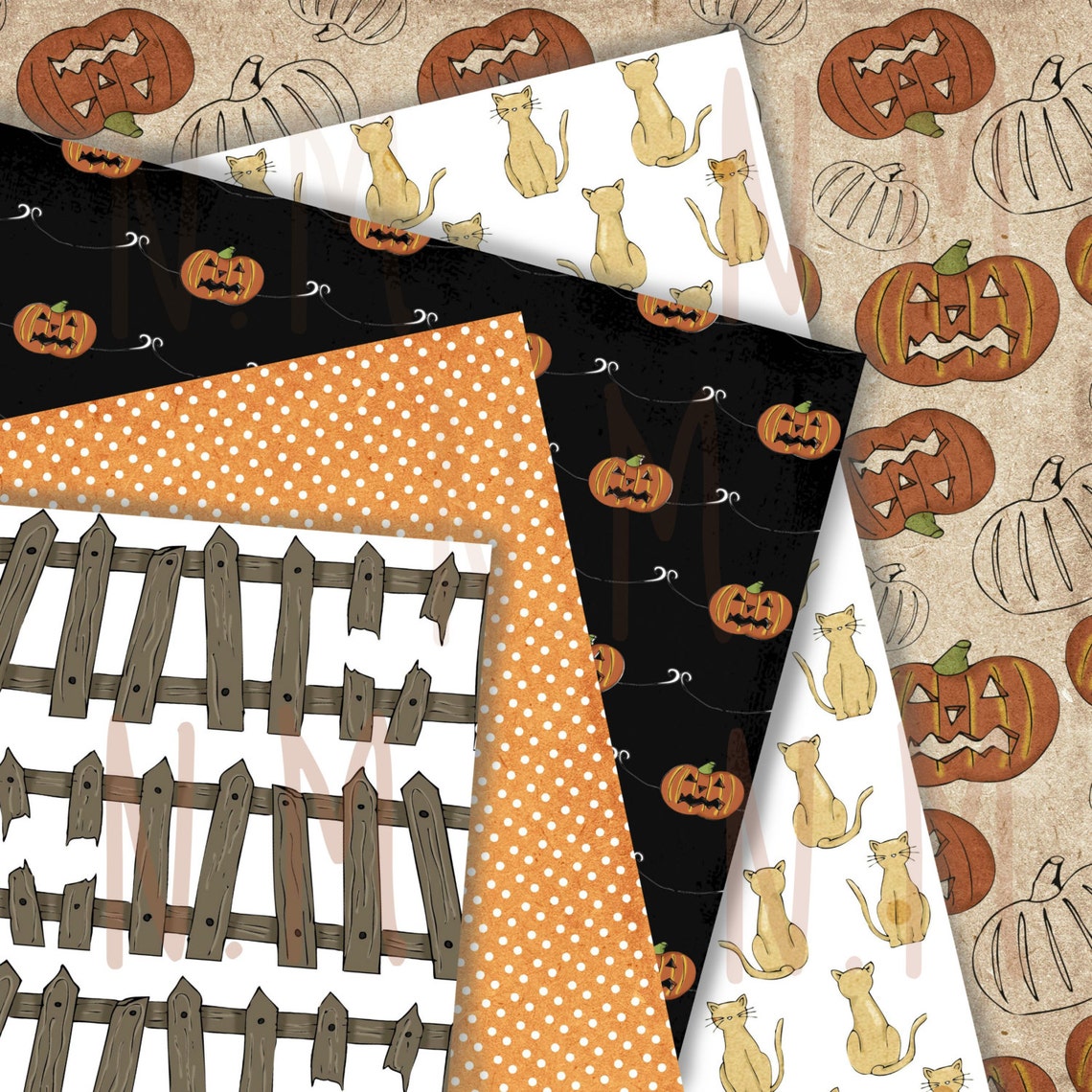 Halloween Digital Paper Happy Halloween Paper Pack Halloween - Etsy