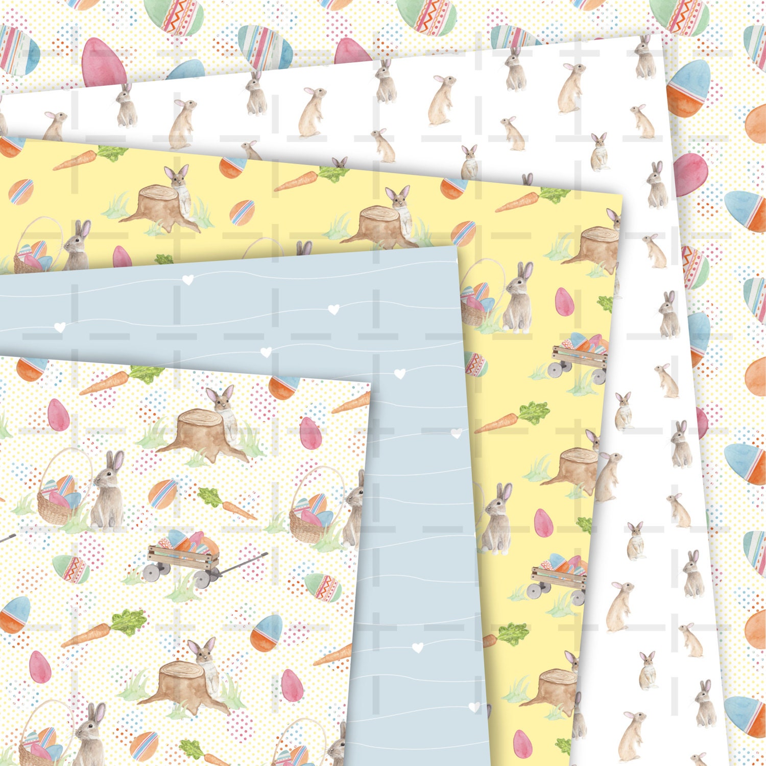 Easter Digital Paper Pack Watercolor Easter Egg Hunt Pattern - Etsy