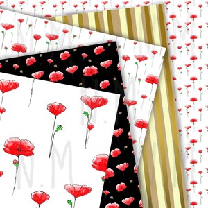 Watercolor Poppies Digital Paper Pack Poppies Digital Pattern - Etsy
