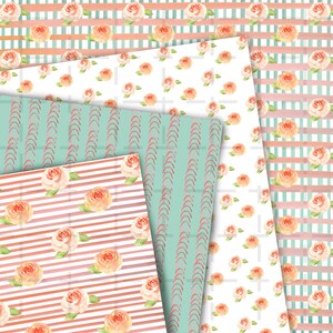 Watercolor Roses Digital Paper Pack Hand Drawn Watercolor Digital ...