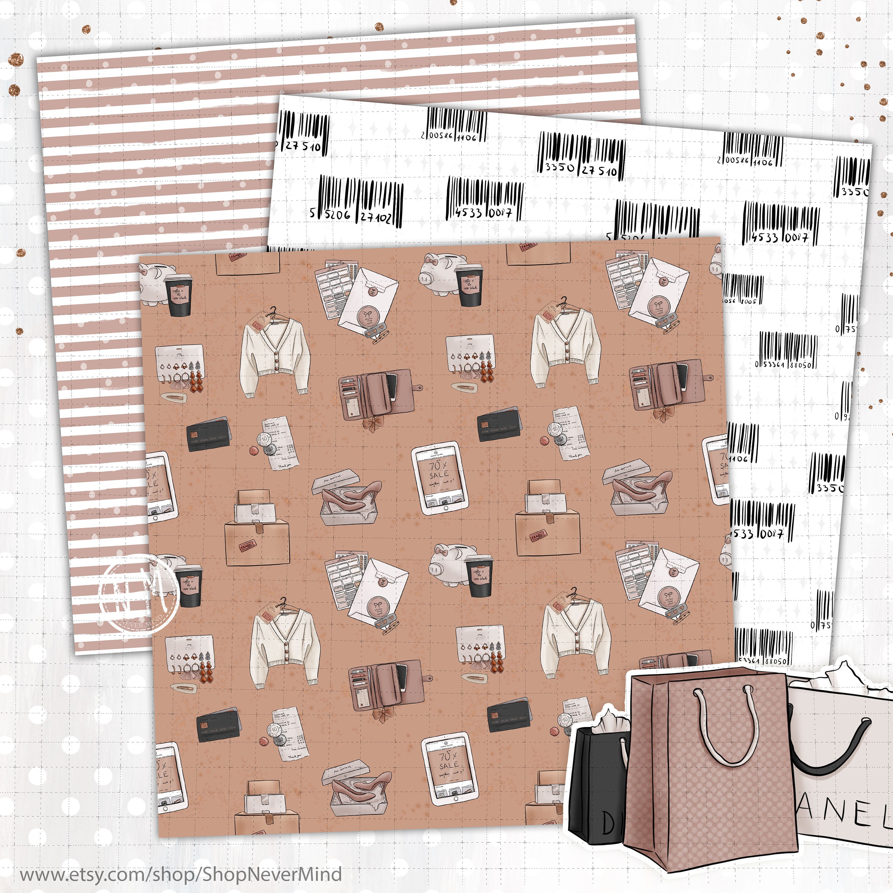 Shopping Digital Paper Pack Black Friday Shopping Spree - Etsy