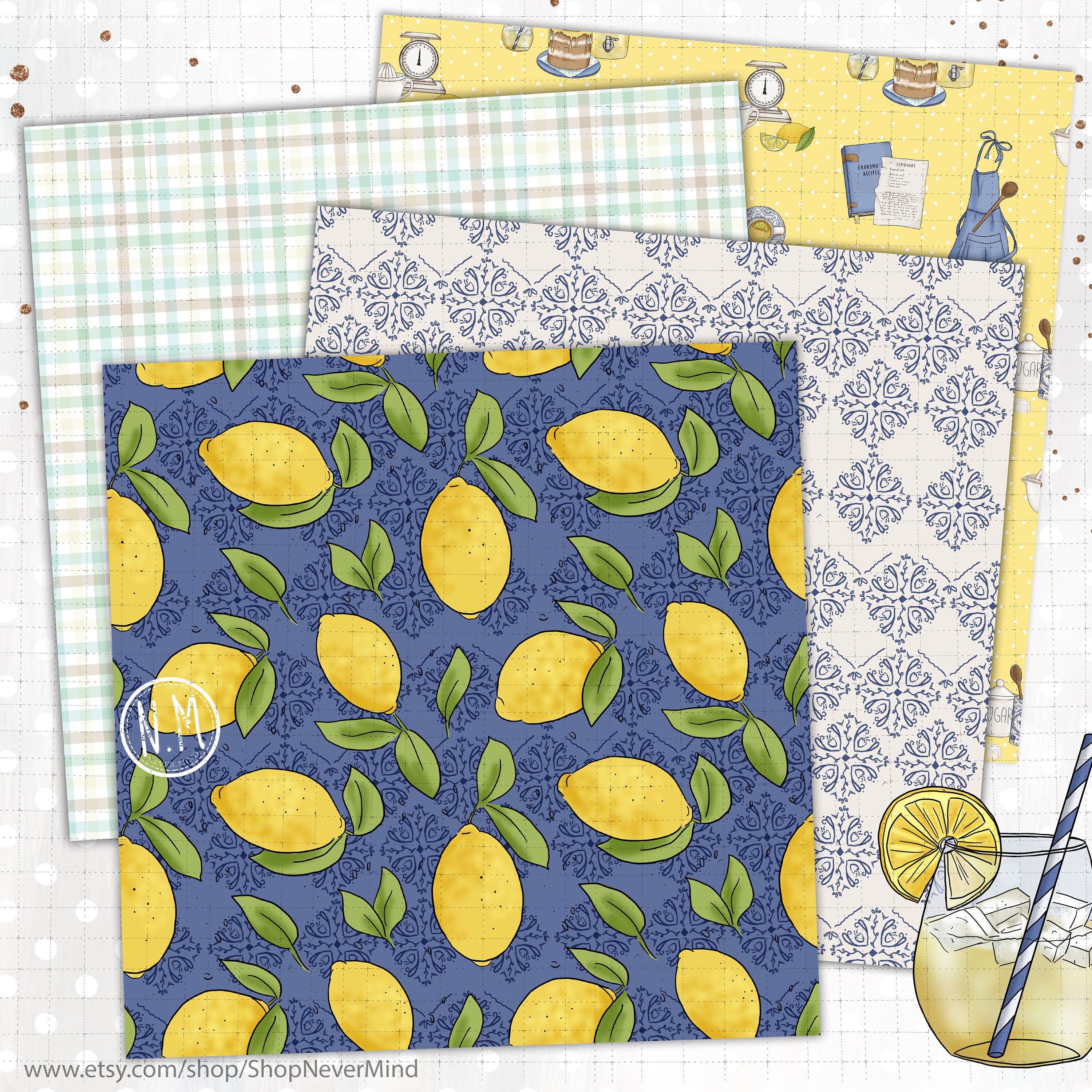 Lemonade Digital Paper Pack Lemonade Stand Digital Pattern | Etsy
