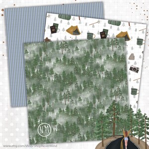 Camping Digital Paper Pack Camping Trip Forest Paper Pattern Commercial ...