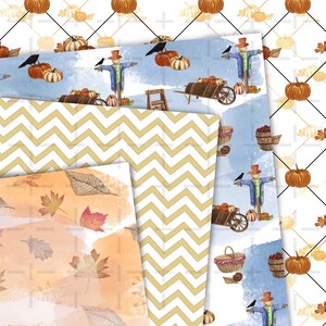 Autumn Digital Paper Pack Watercolor Fall Digital Pattern Orange Brown ...