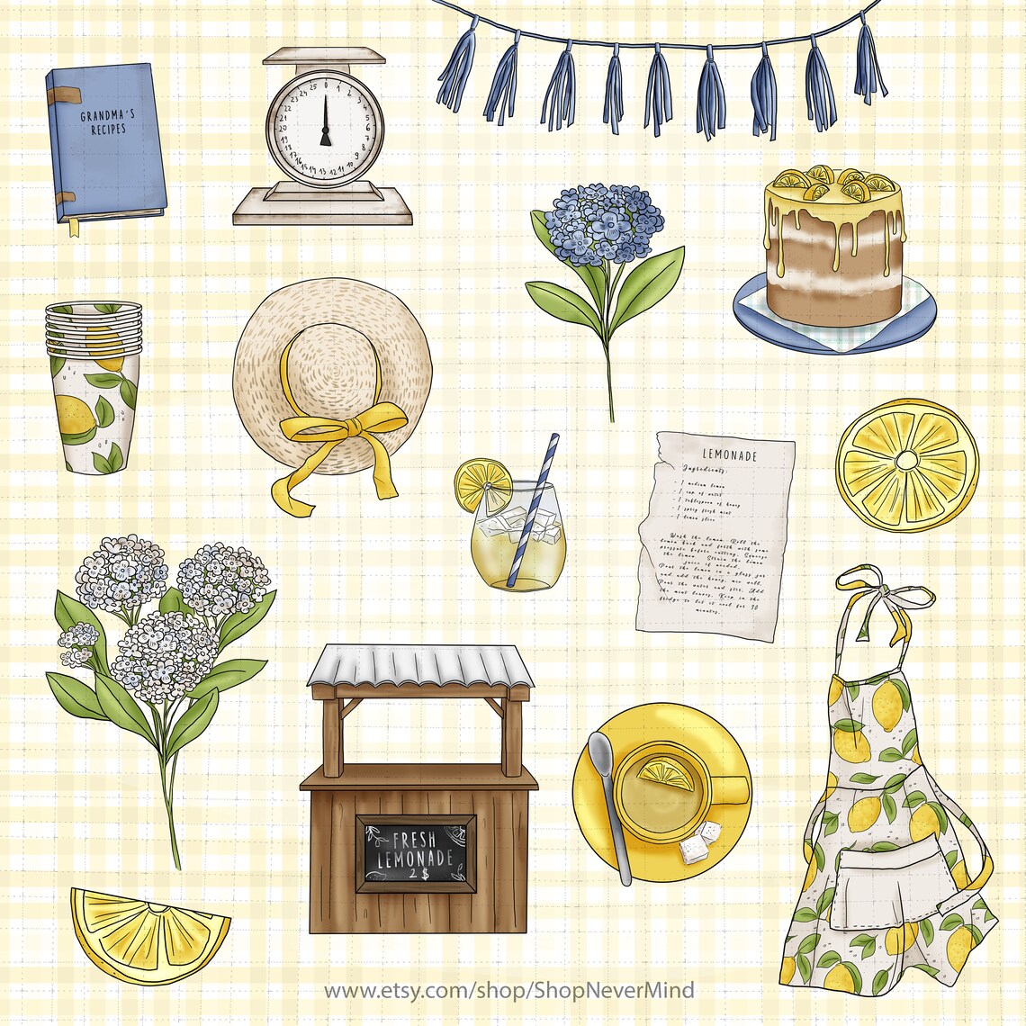 Lemonade Clipart Kit Lemonade Stand Digital Clip Art Commercial Use ...