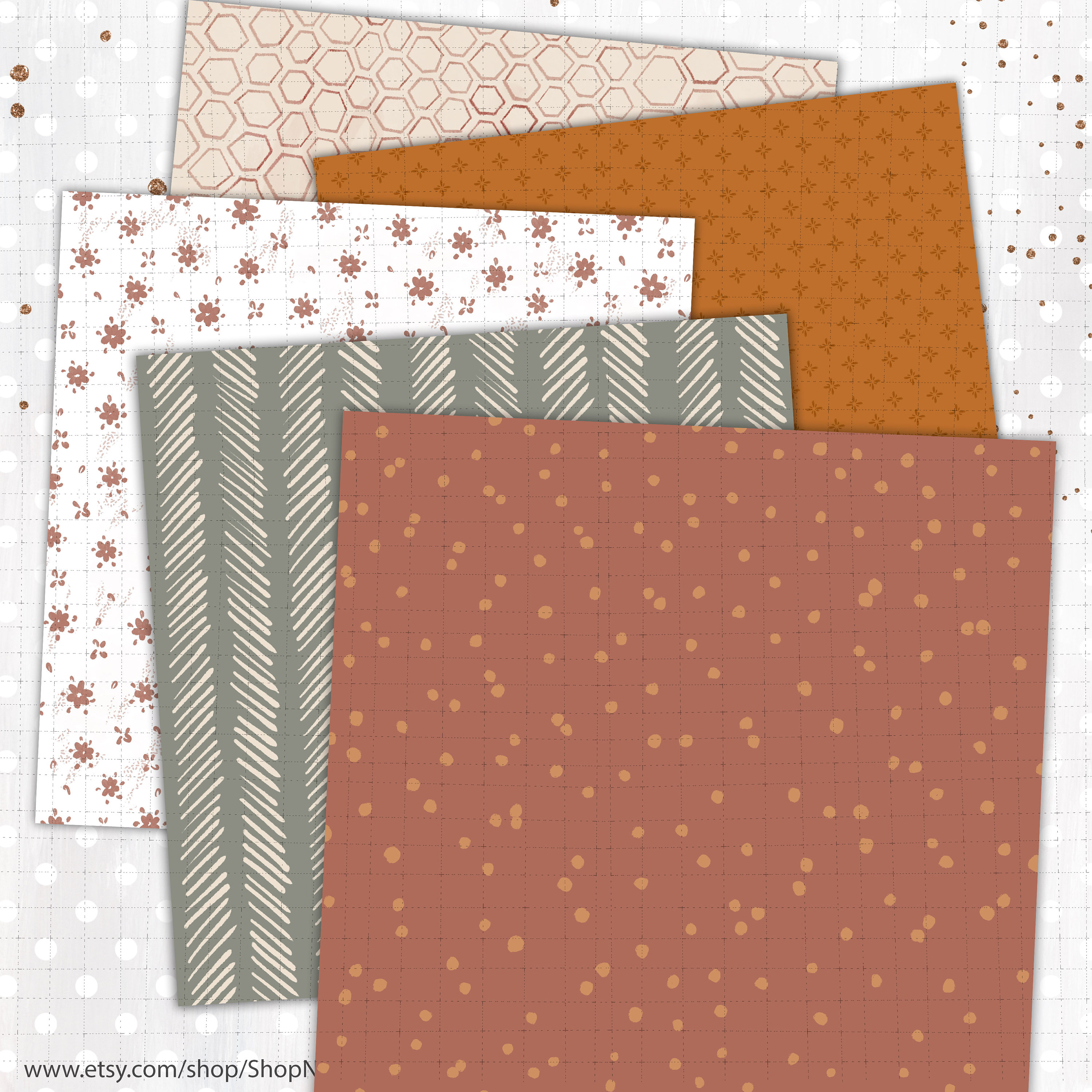 Fall Paper Pack Autumn Rain Digital Pattern Commercial Use - Etsy