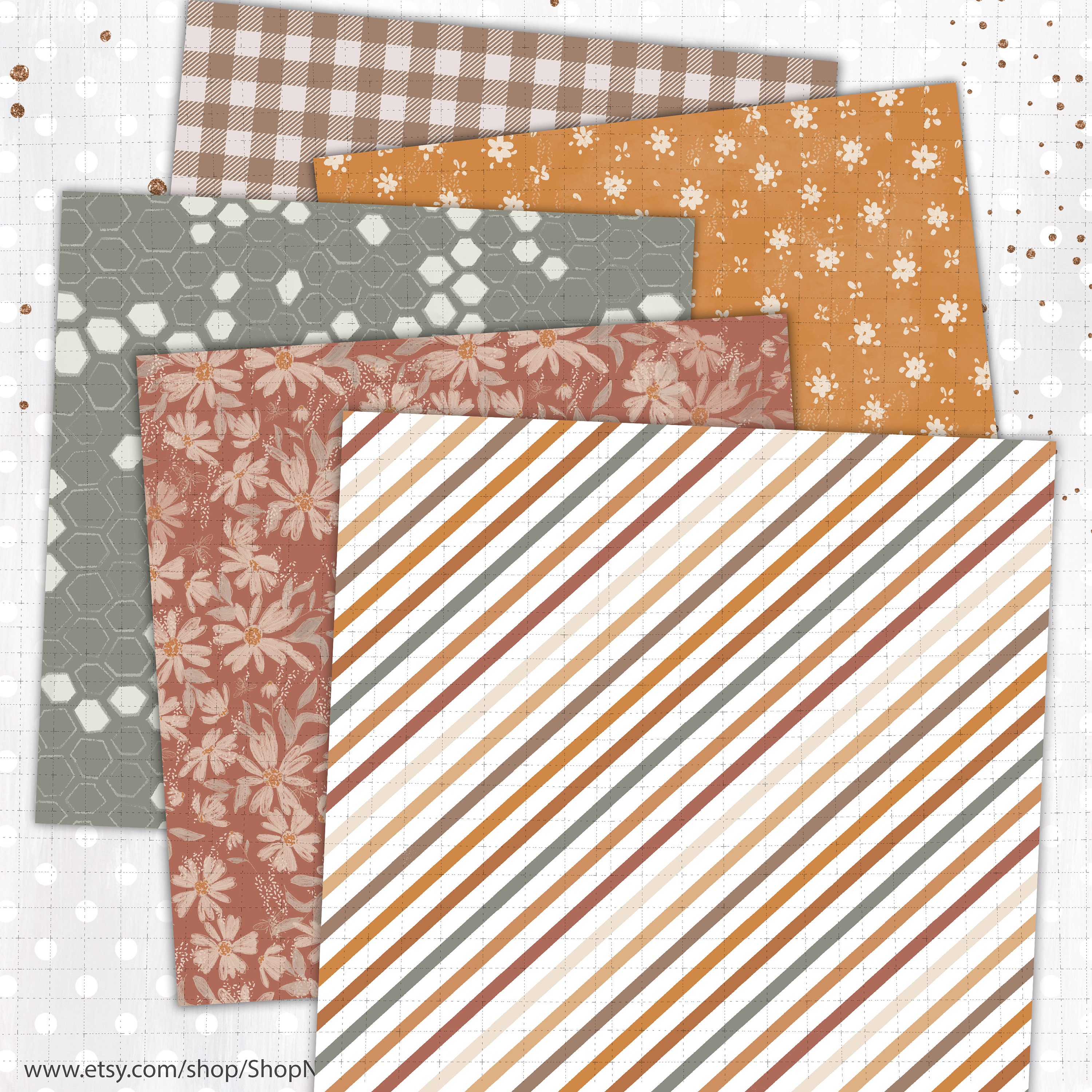 Fall Paper Pack Autumn Rain Digital Pattern Commercial Use - Etsy