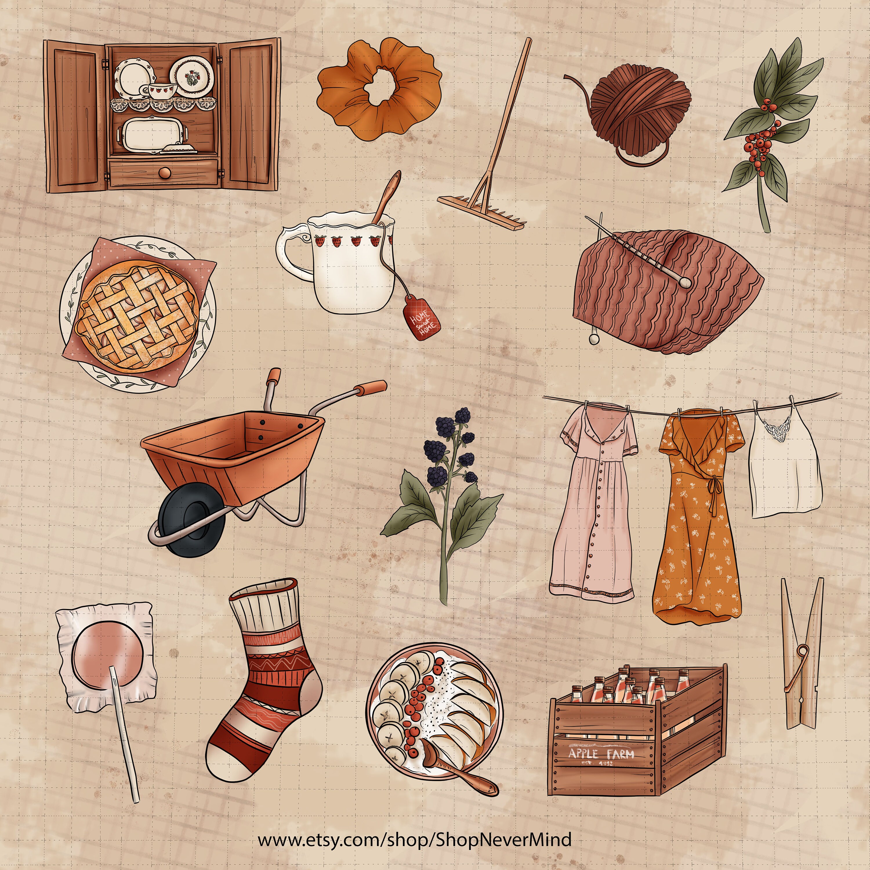 Fall Clipart Kit Apple Picking Fall Clip Art Set Commercial - Etsy