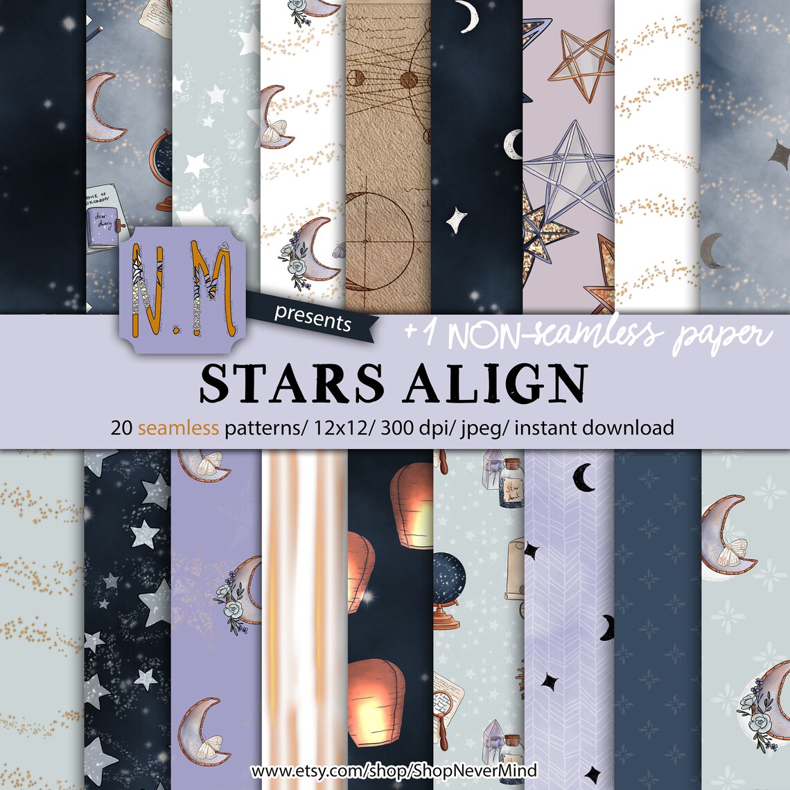 Stars Digital Paper Pack Galaxy Digital Pattern Night Sky - Etsy